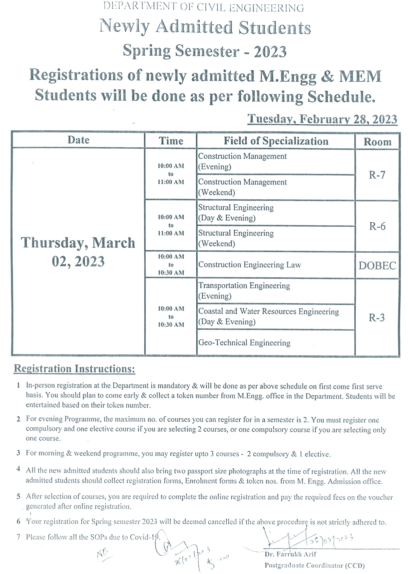 Registration for M.Engg (Civil) and MEM (Civil) of old and New batches ...